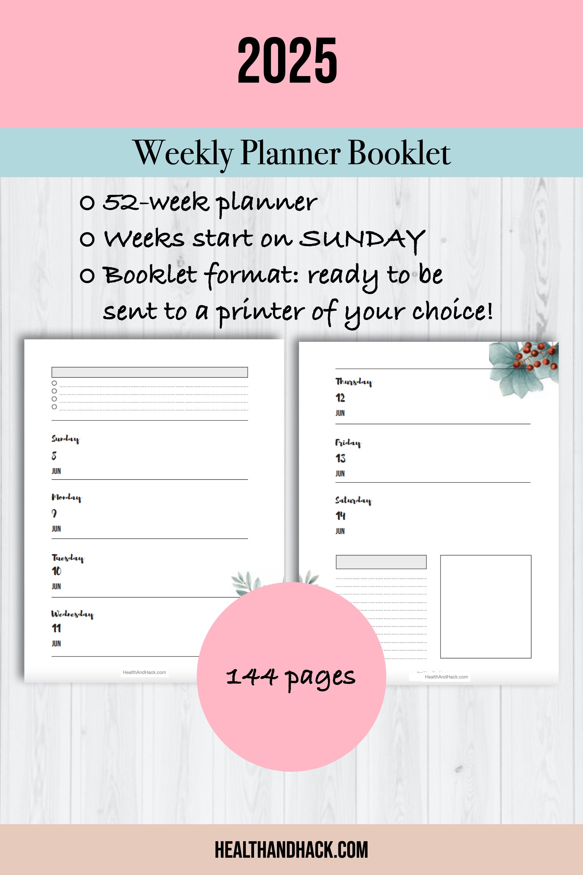 Printable Weekly Planner 2024 2025 | Printable Monthly Planner ...