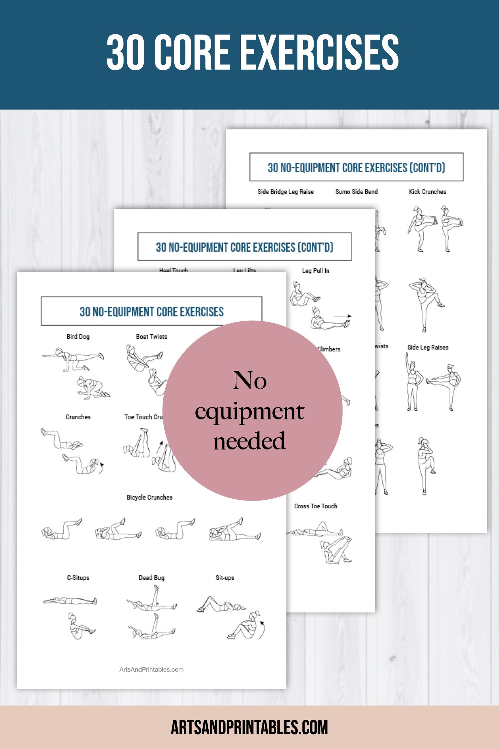 Printable Bodyweight Exercise Reference | 90 Illustrated Exercises | 10 ...