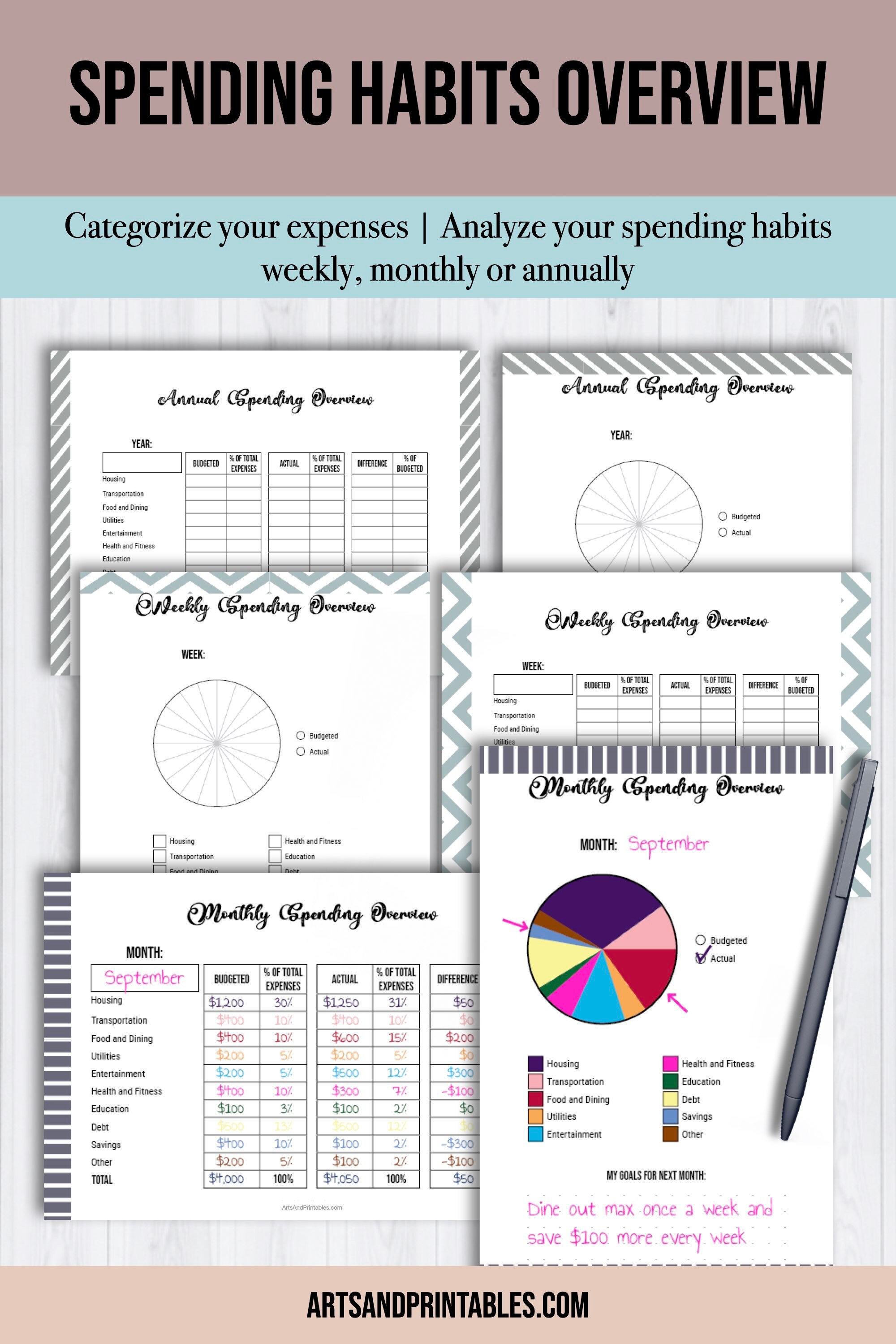 Printable Finance Planner Printable Savings Plan Printable Spending ...