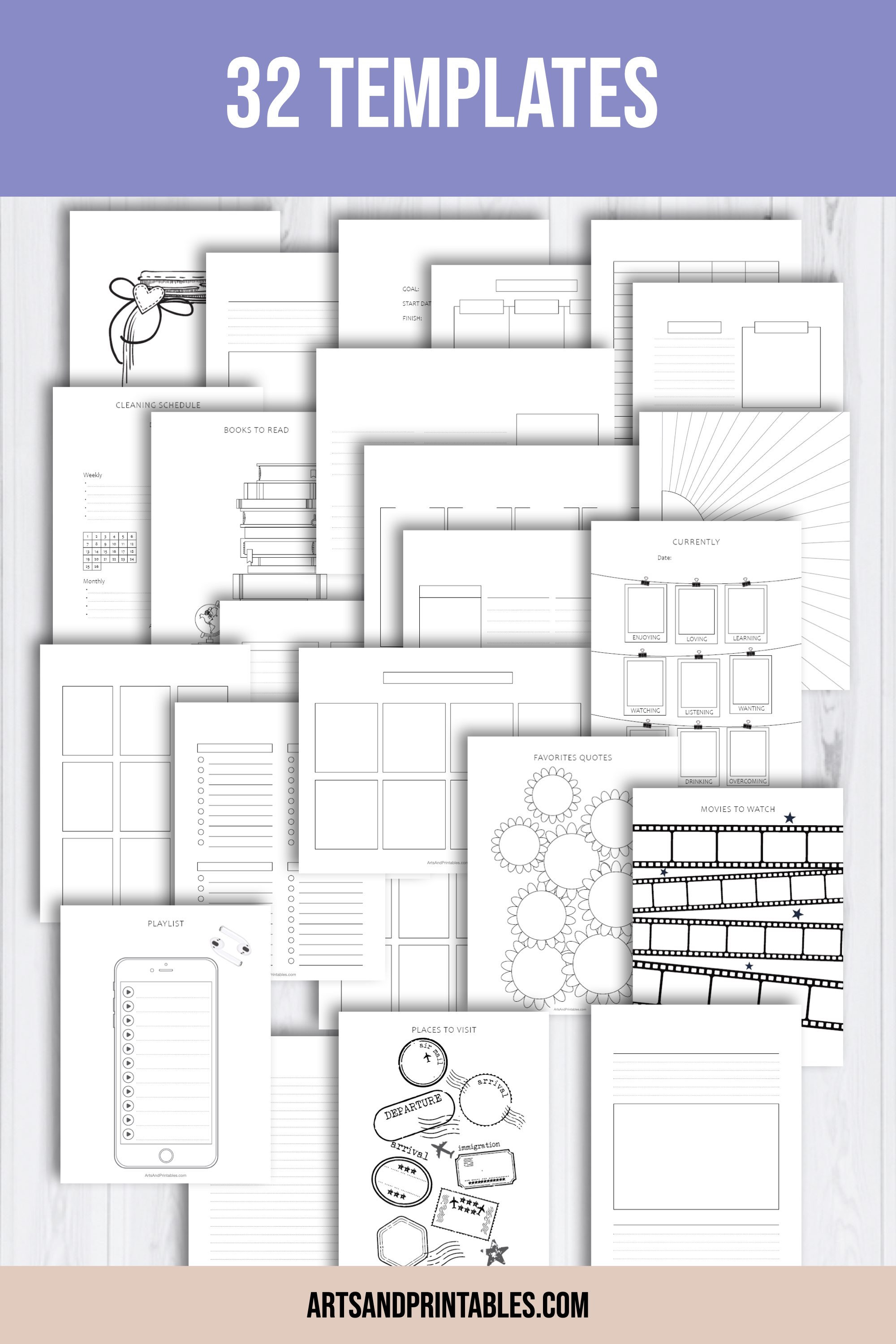 Printable Bujo Templates Printable Bullet Journal Lists - Etsy