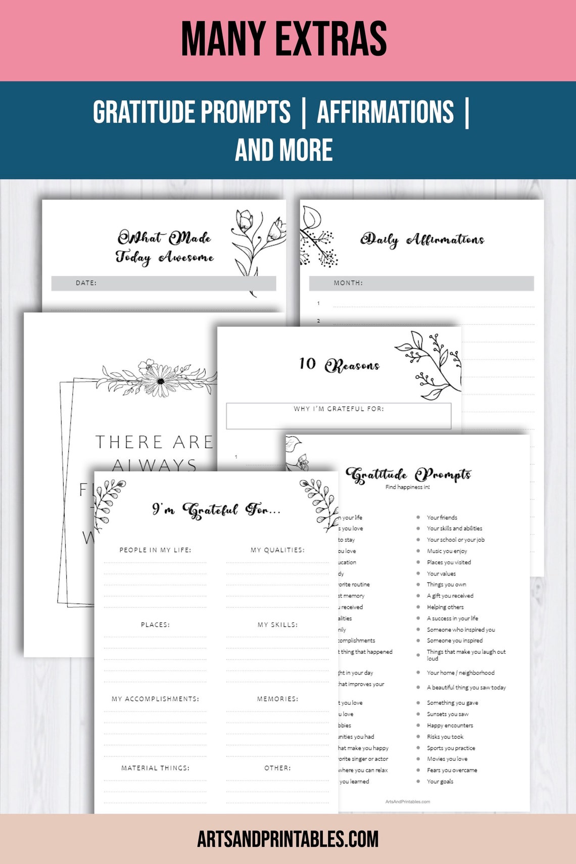 Printable Gratitude Log | Affirmation Planner | Printable Gratitude ...