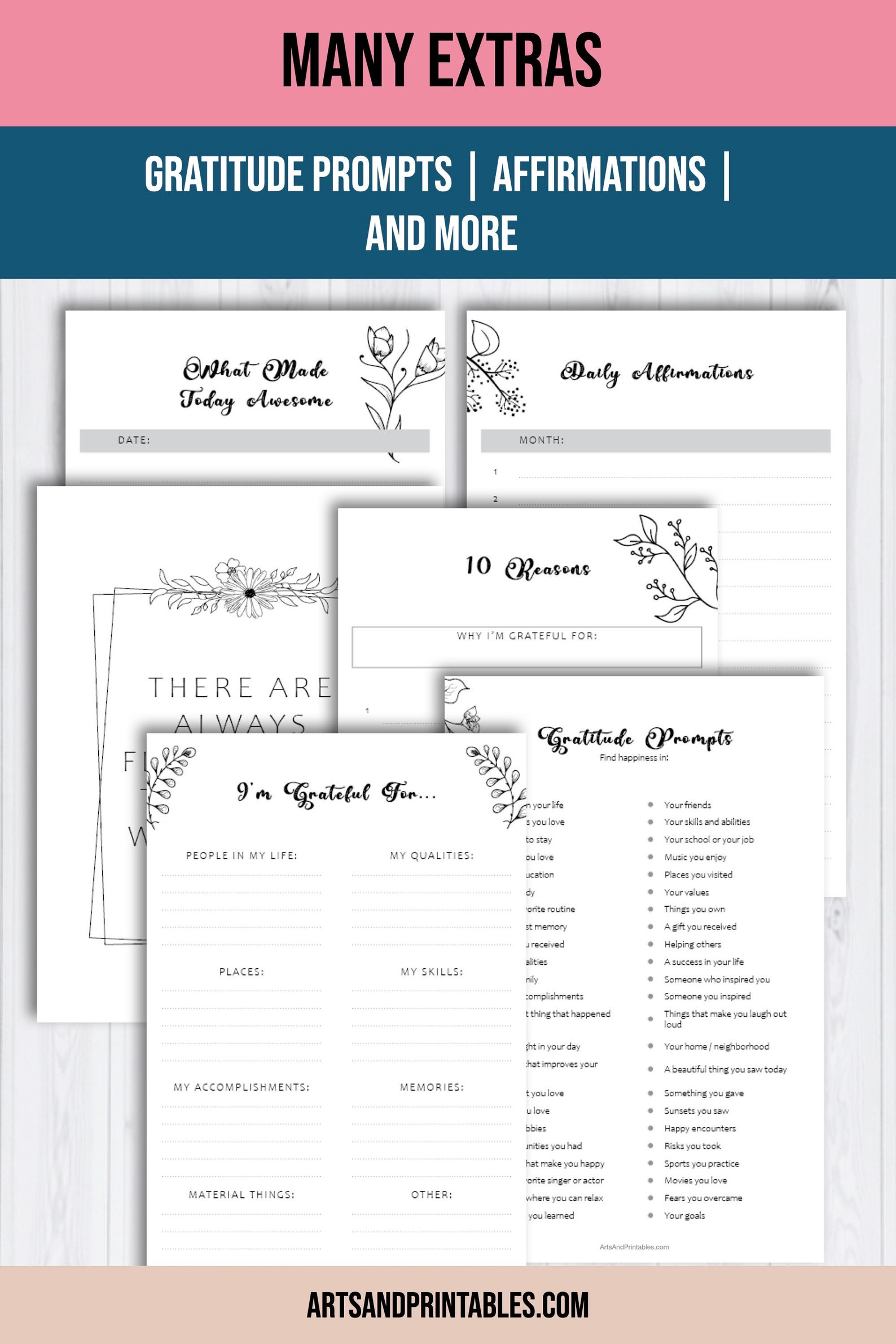 Printable Gratitude Log | Affirmation Planner | Printable Gratitude ...