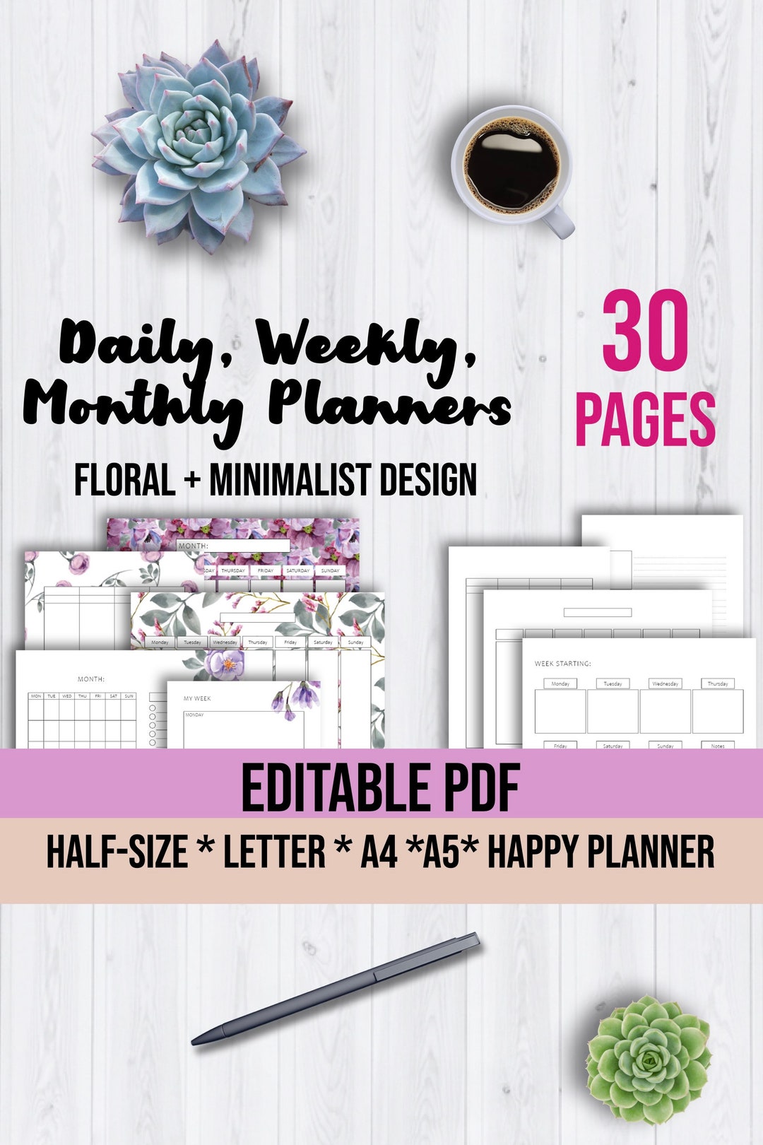Printable Daily Schedule | Printable Weekly Journal | Printable Monthly ...