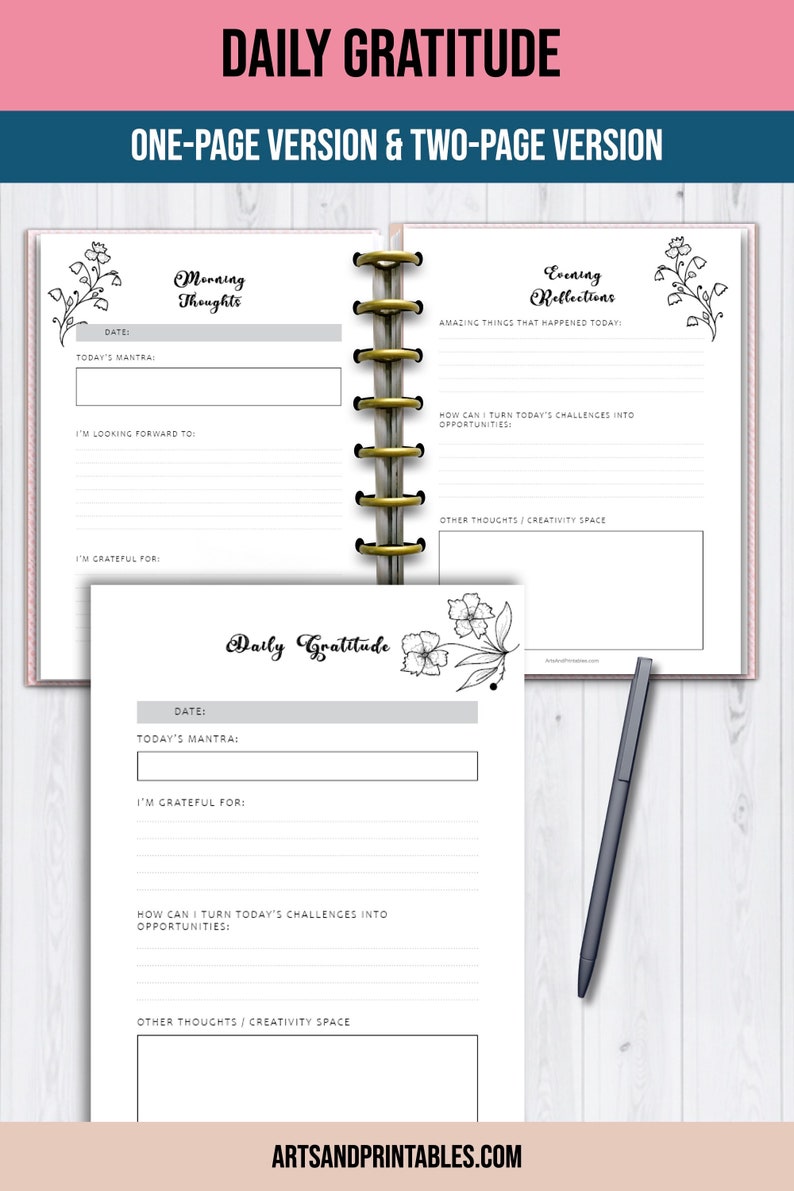 Printable Gratitude Log | Affirmation Planner | Printable Gratitude ...
