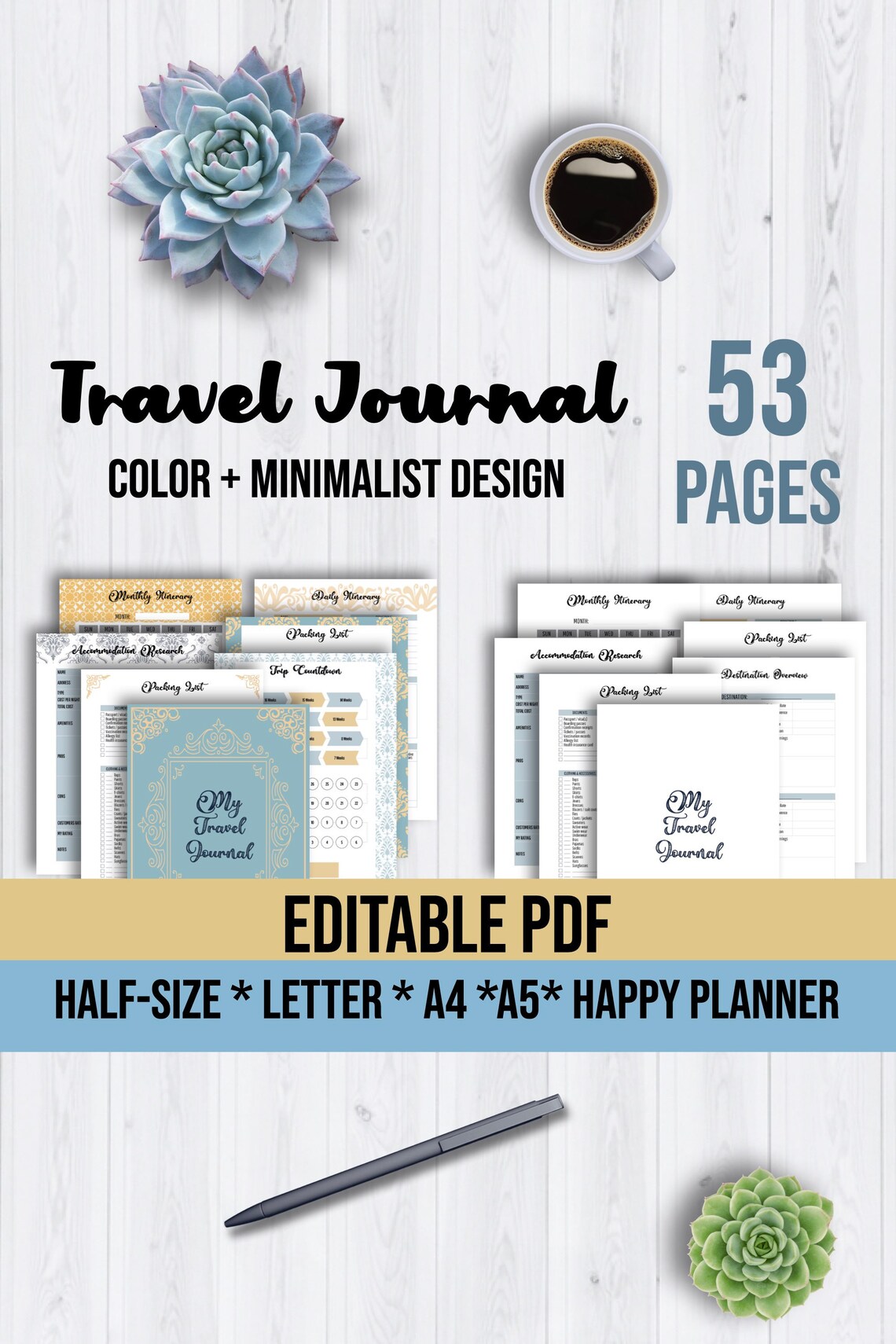 Printable Trip Journal Printable Vacation Planner Printable Travel ...