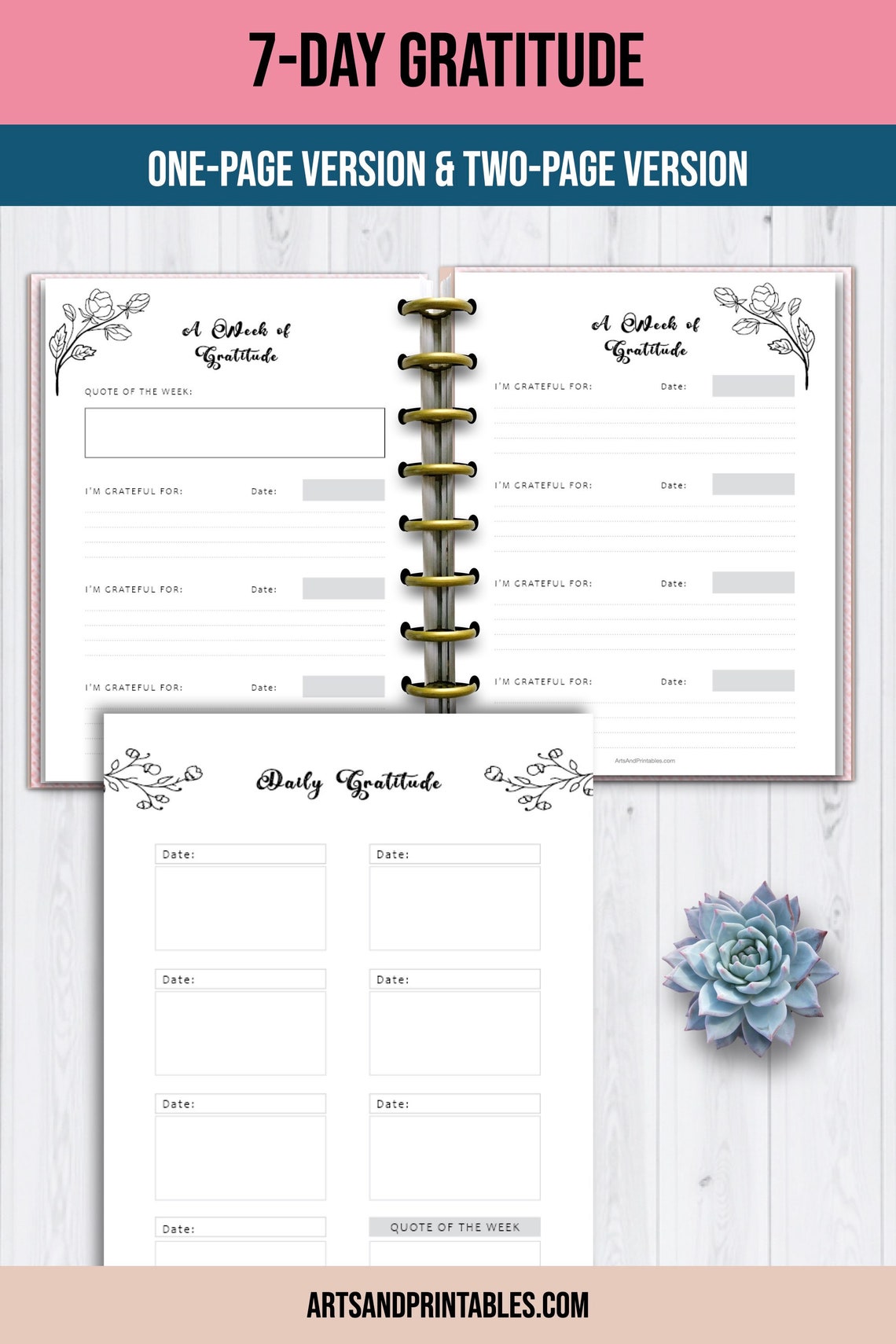 Printable Gratitude Log | Affirmation Planner | Printable Gratitude ...