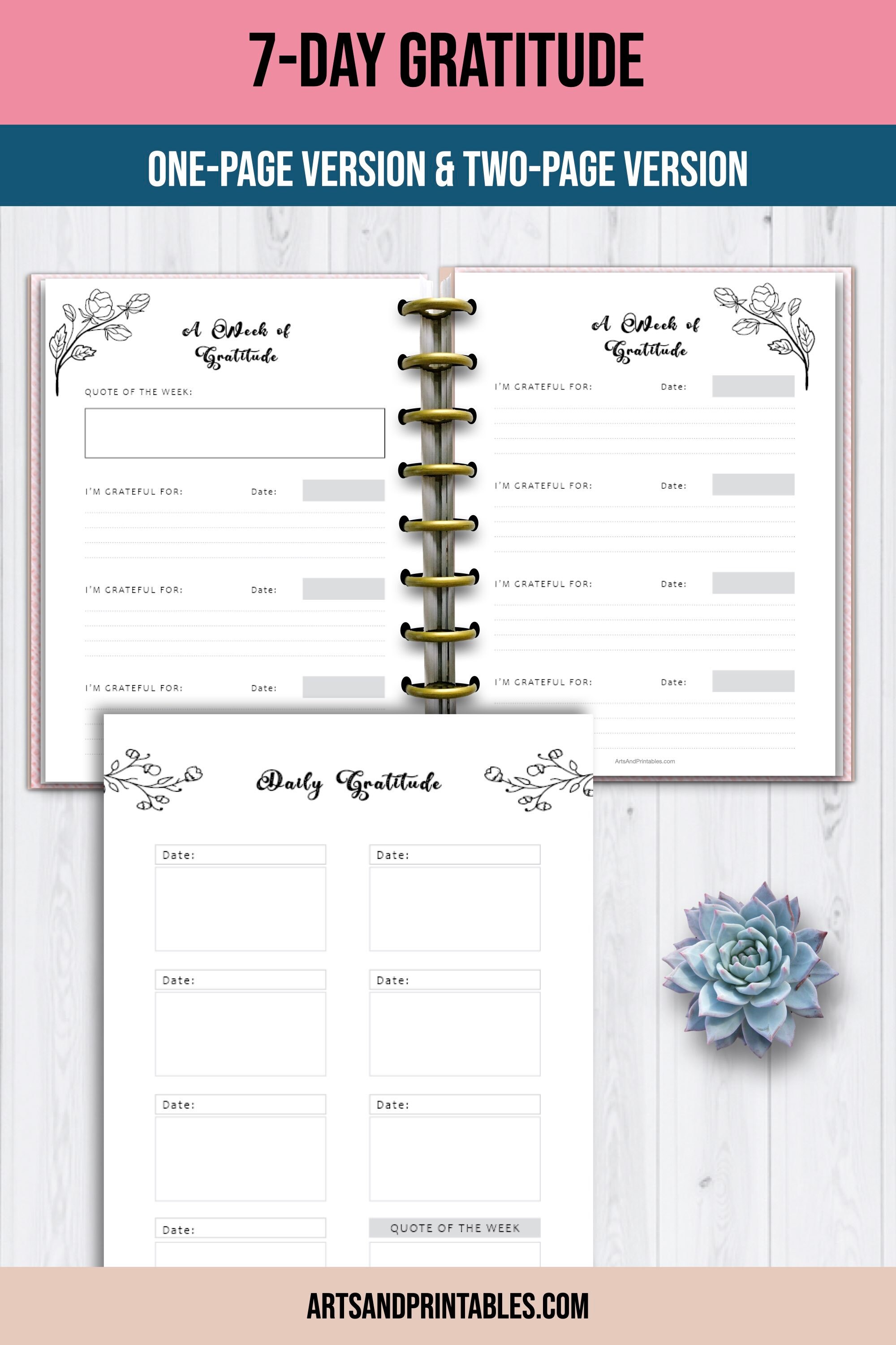 Printable Gratitude Log | Affirmation Planner | Printable Gratitude ...