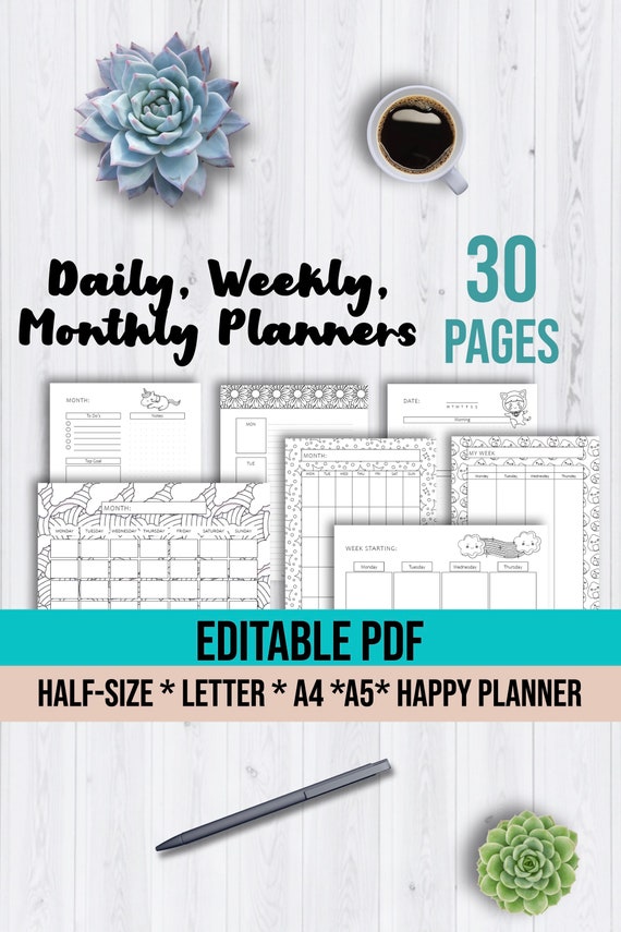 Printable Daily Templates Printable Weekly Schedule - Etsy