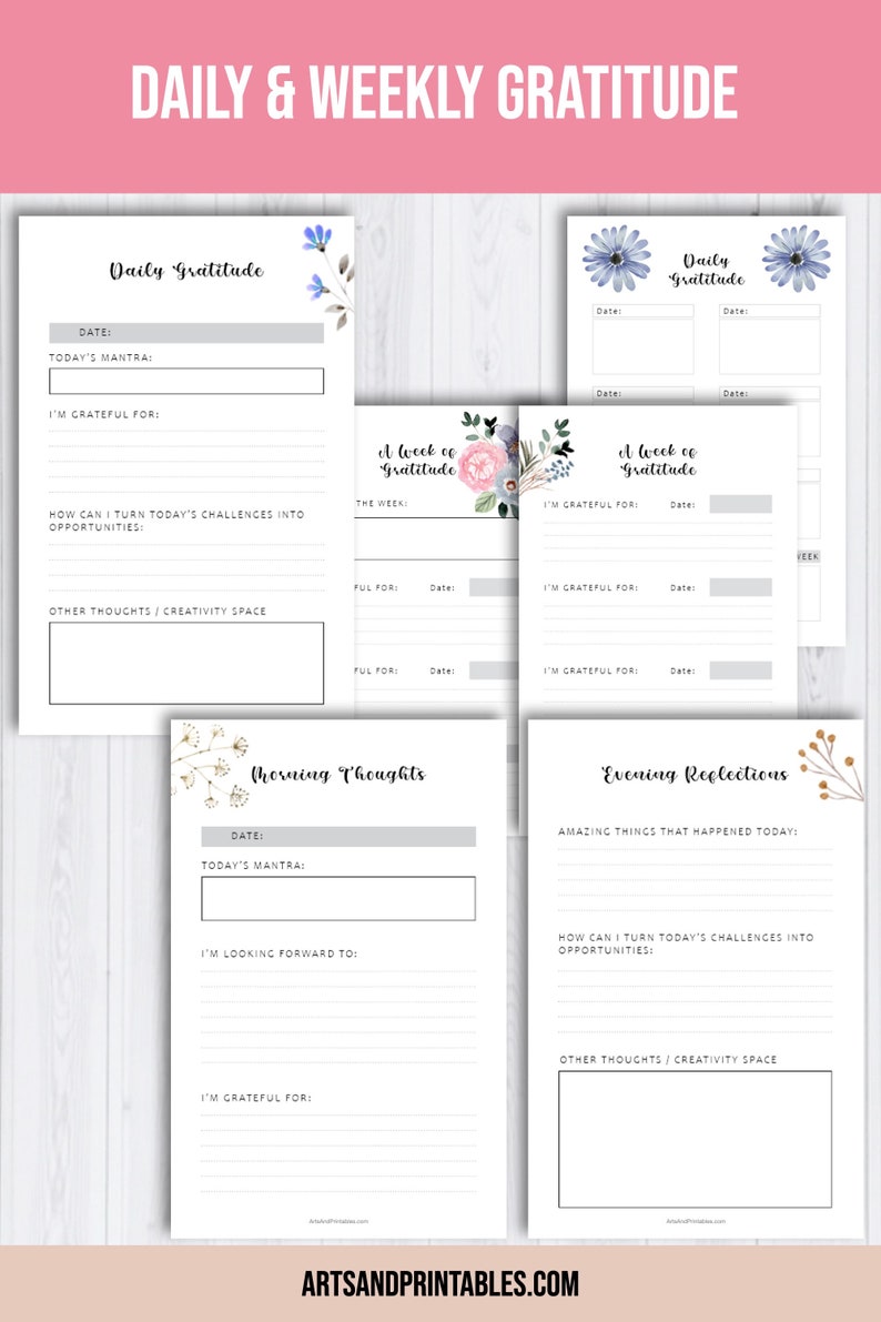 Printable Gratitude Journal | Printable Weekly Affirmation Journal ...