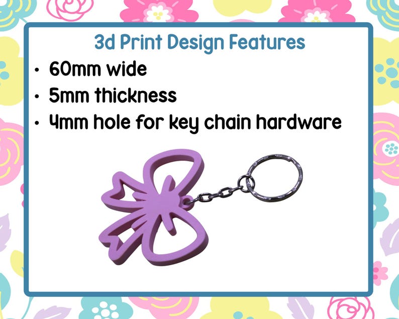 3d Printing Bow Key Chain STL File. DIY Key Chain. Pretty Bow 3d Print ...