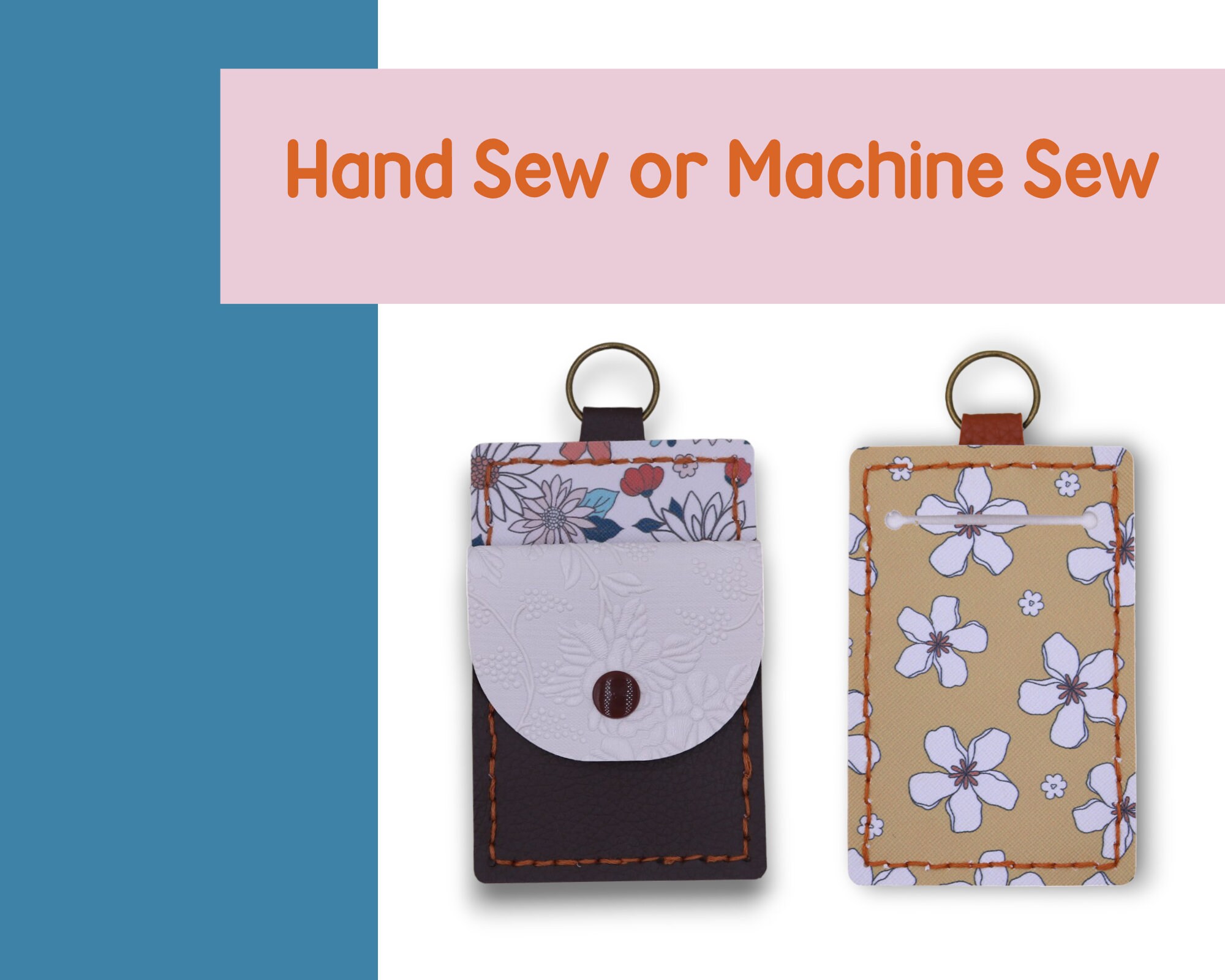 Card Holder & Coin Purse Key Chain Svg. Hand Sew or Machine Sew. Key ...