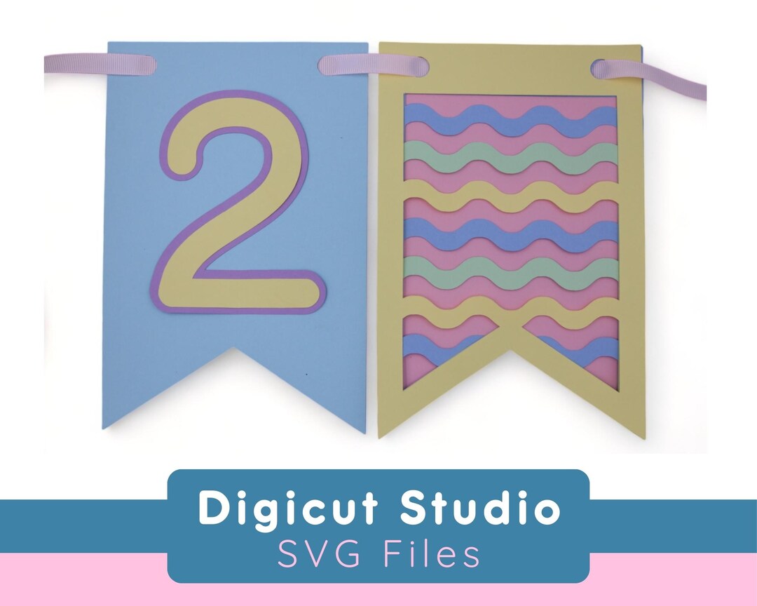 Number Bunting Svg. Wave Bunting. Pastel Party Bunting. Milestone ...