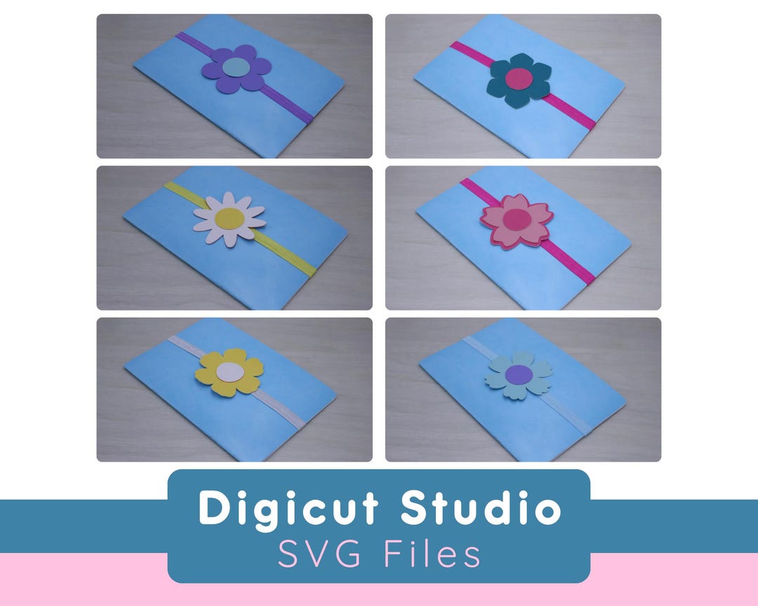 Flower Book Marks SVG. Foe Elastic Book Marks Svg. Flower Head Band Svg ...