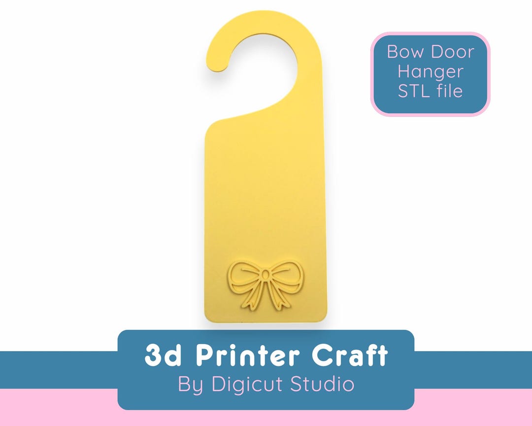 3d Printing Bow Door Hanger Blank STL File. DIY Room Door Hanger. Do ...