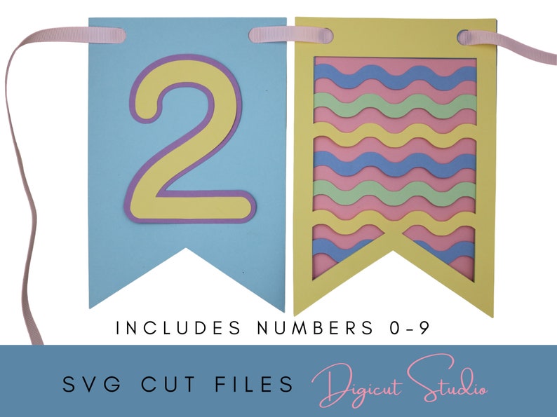 Number Bunting Svg. Wave Bunting. Pastel Party Bunting. - Etsy
