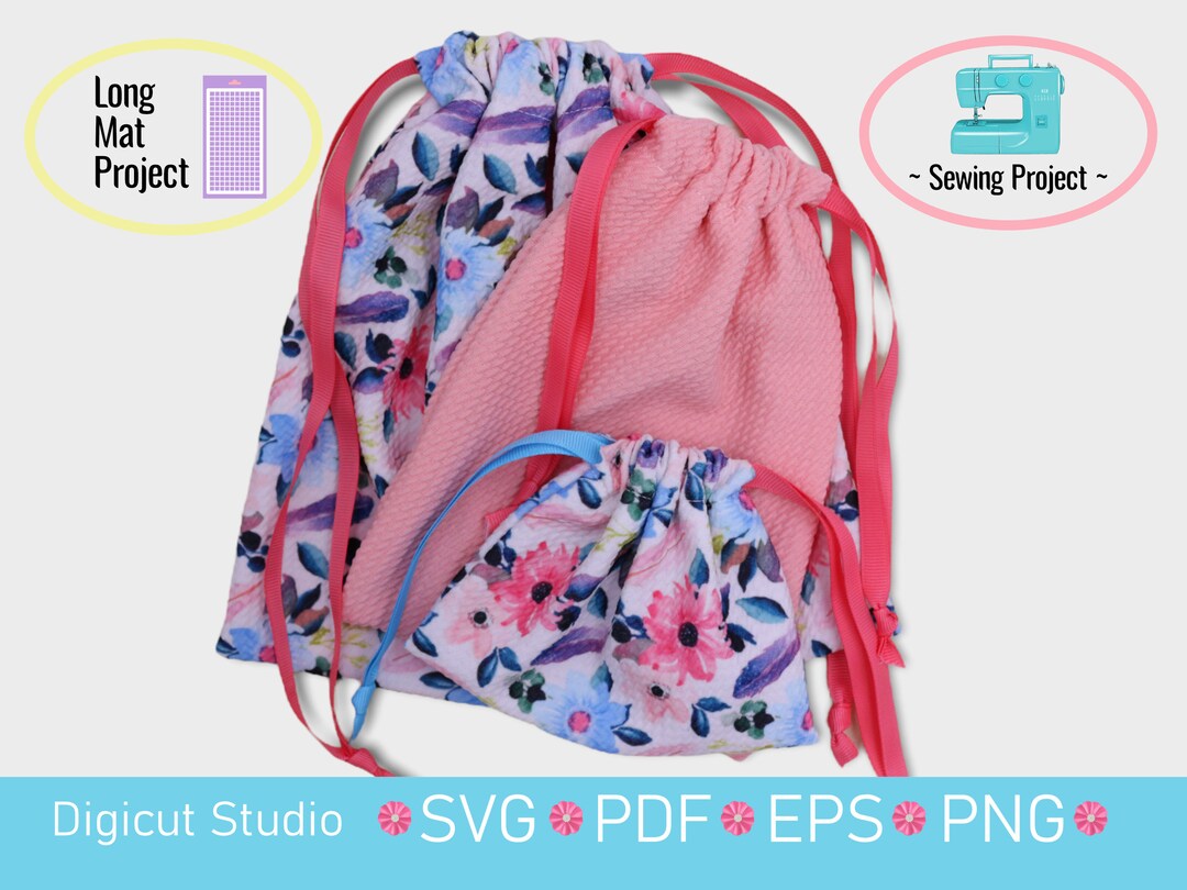 Drawstring Bags SVG Template. Sewing Project. Long Mat - Etsy