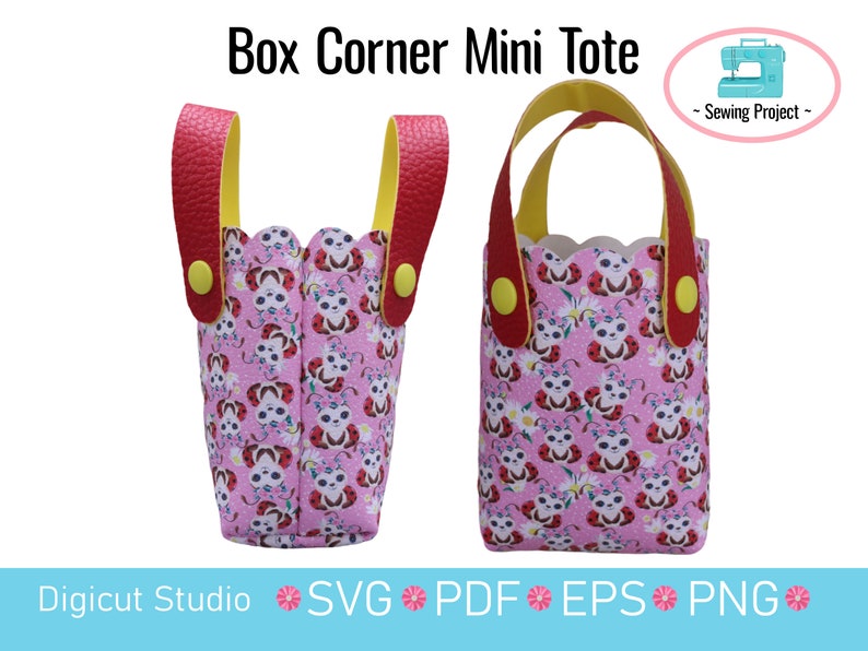 Machine Sew Box Corner Mini Tote SVG. Sewing Project Svg. Mini Bag Svg ...