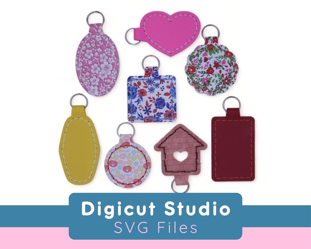 Basic Shapes Key Chain Bundle SVG. Hand Sew Keyrings SVG. Fob SVG ...