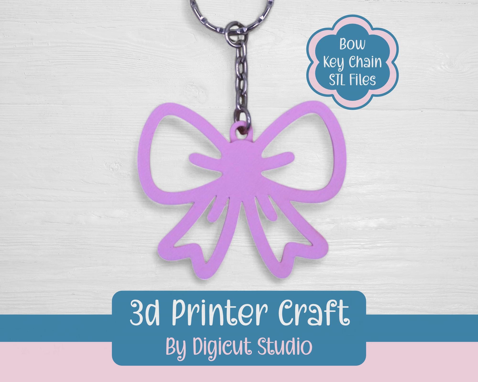 3d Printing Bow Key Chain STL File. DIY Key Chain. Pretty Bow 3d Print ...