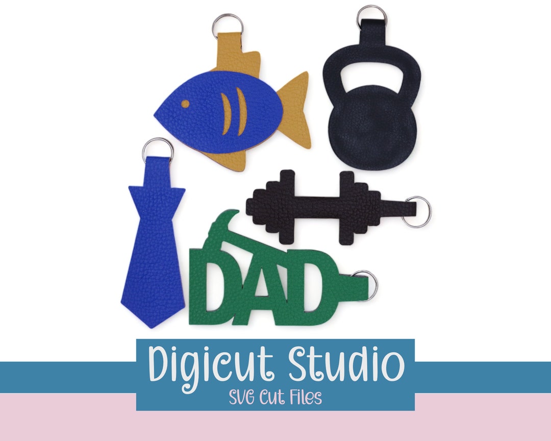 Fathers Day Key Chain Bundle Svg. Neck Tie Key Chain Svg. Dad Key Ring Svg. Fish Key Ring ...