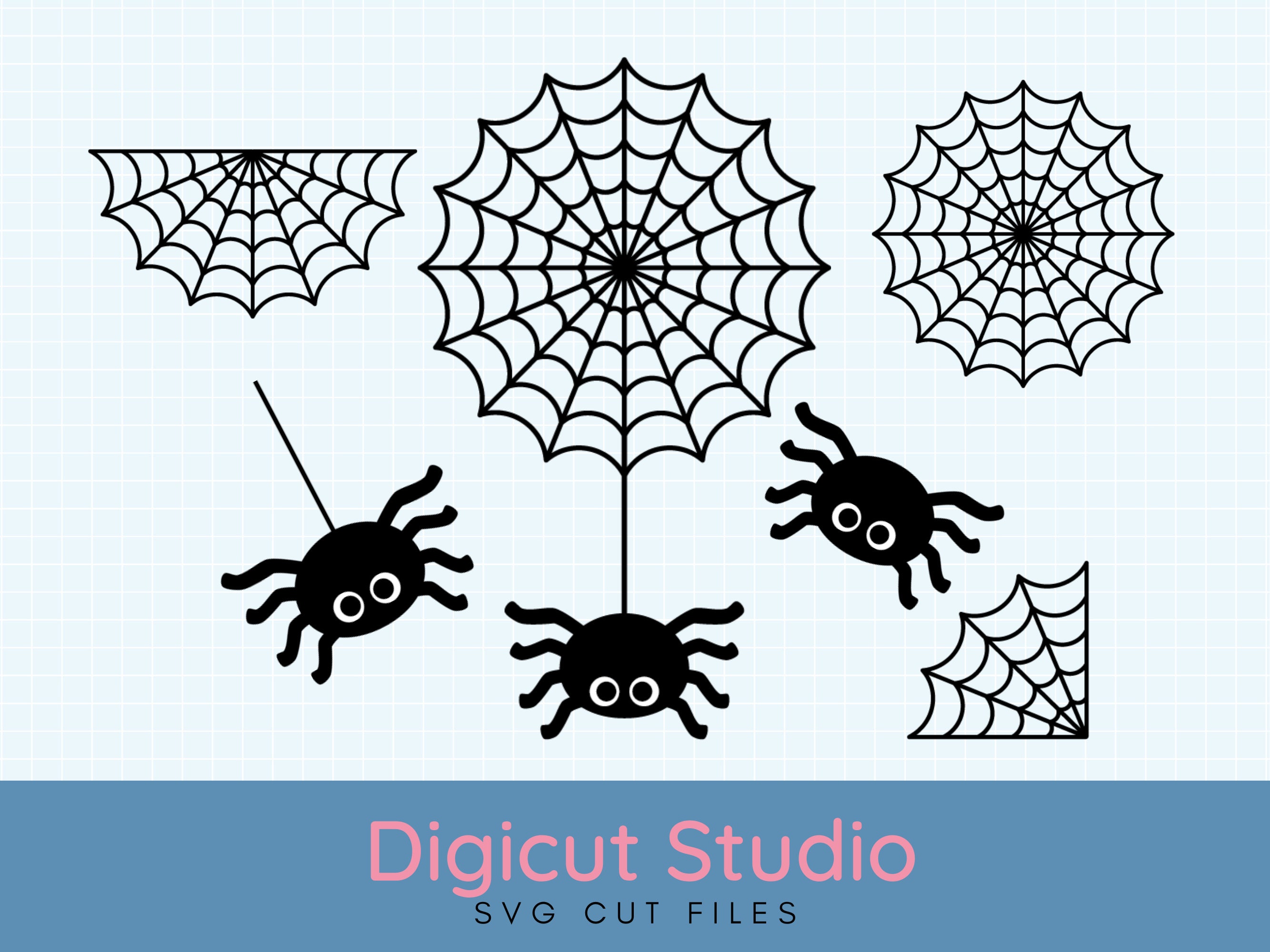 Spider & Web SVG. Cute Spider Svg. Full Web Svg. Half Spider Web Svg ...