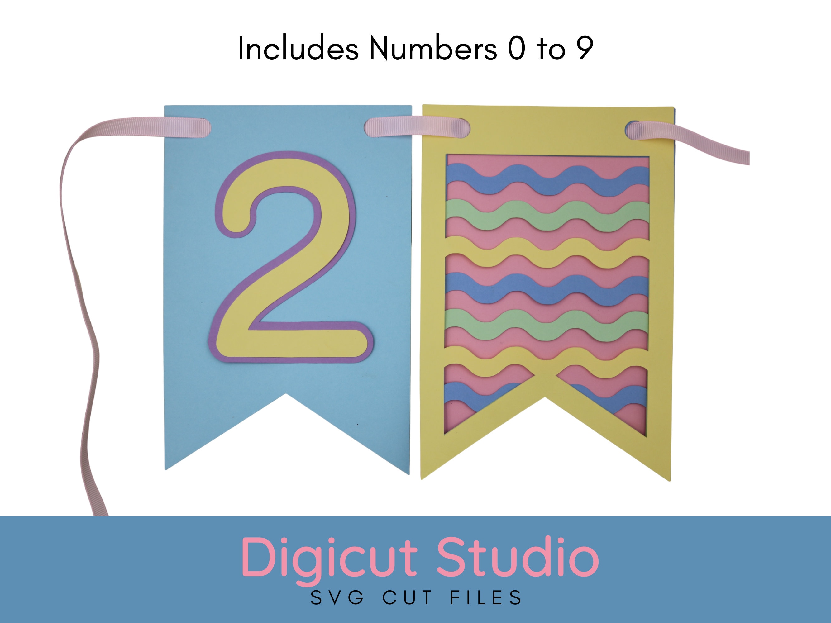 Number Bunting Svg. Wave Bunting. Pastel Party Bunting. Milestone ...