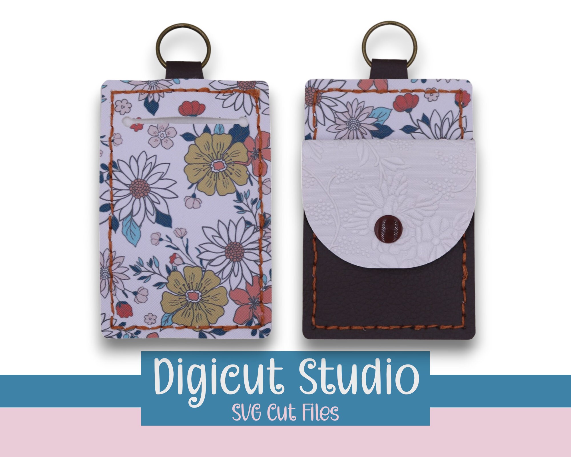 Card Holder & Coin Purse Key Chain Svg. Hand Sew or Machine Sew. Key ...