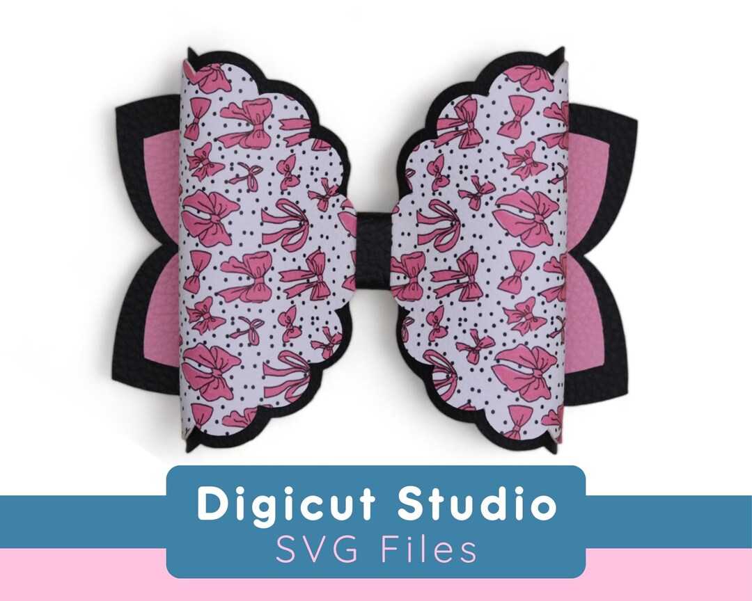 Scalloped Hair Bow Svg. Overlay Scalloped Bow Svg. Double Tail Bow ...