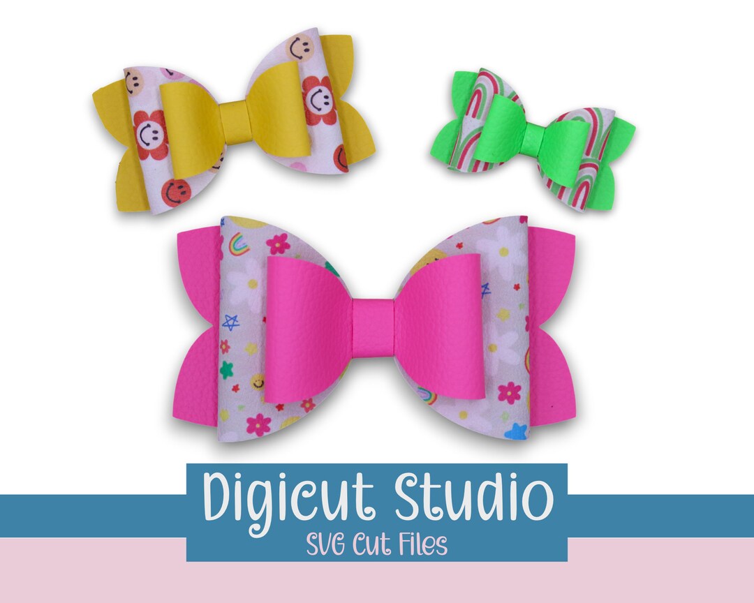 Classic Layered Hair Bow SVG File. 3 Sizes. Hairbow Cutting Template. 6 ...