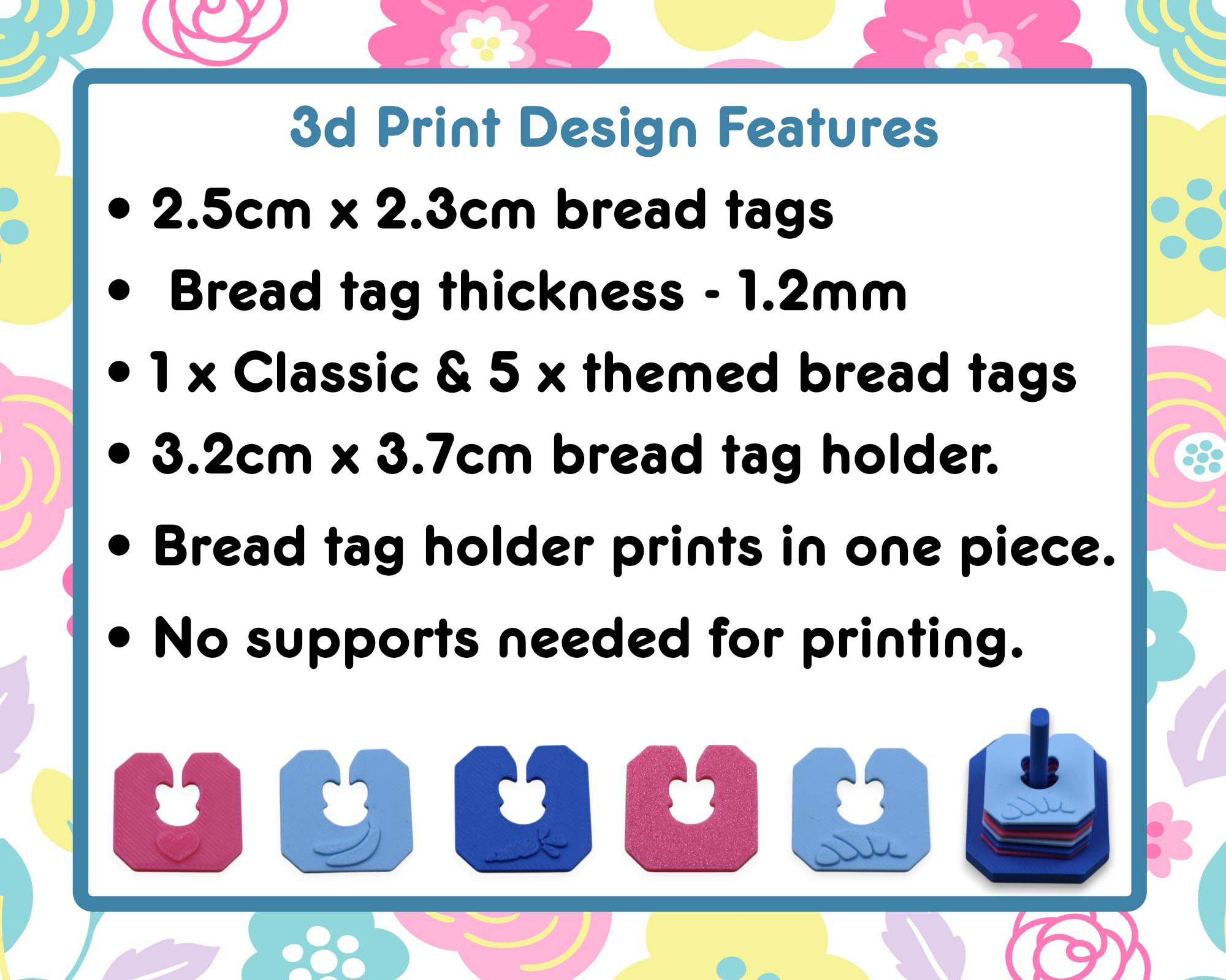 3d Printed Bread Tags STL File. Bread Tag Holder Stl. Bread Clip STL ...