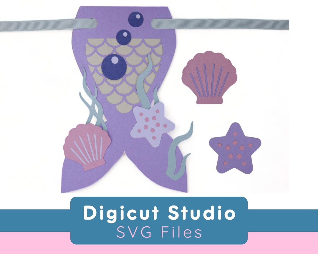 Mermaid Bunting Svg. Under the Sea. Mermaid Tail. Clam Shell Svg. Star ...