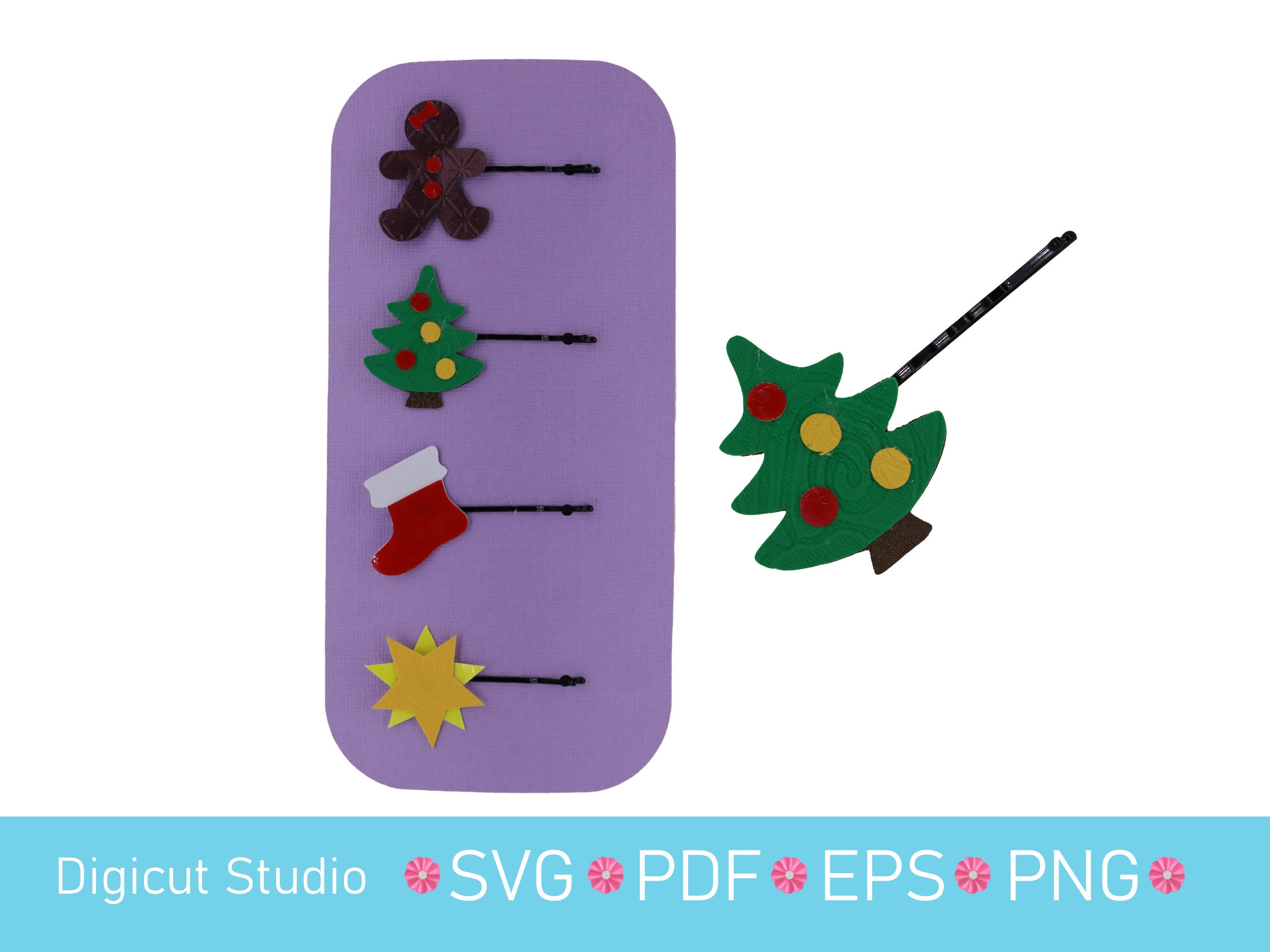 Christmas Bobby Pin Slides SVG. Christmas Hair Pins Svg. Tree | Etsy