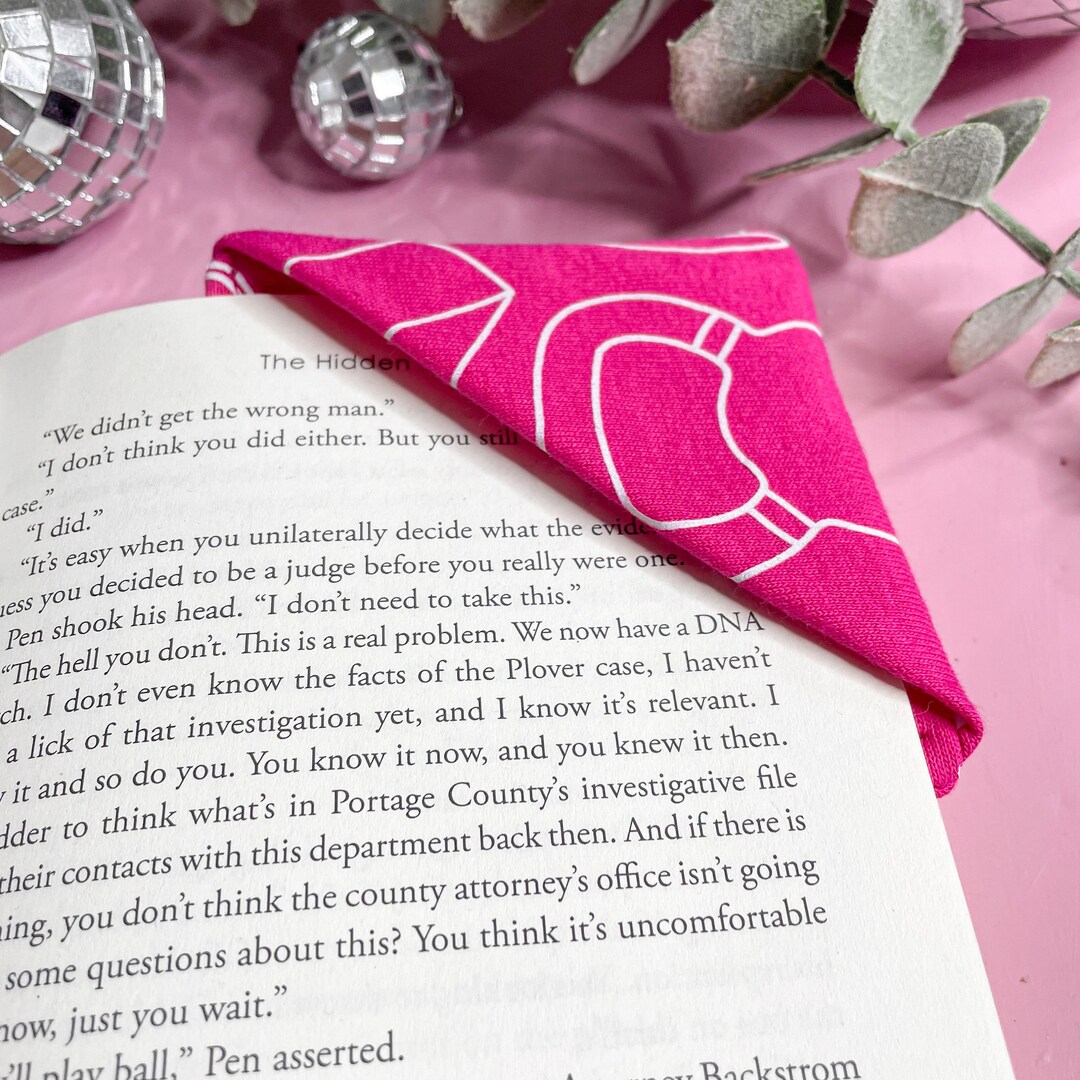 Pink Gym Doodles Fabric Corner Bookmark: Book Lover Gift - Etsy