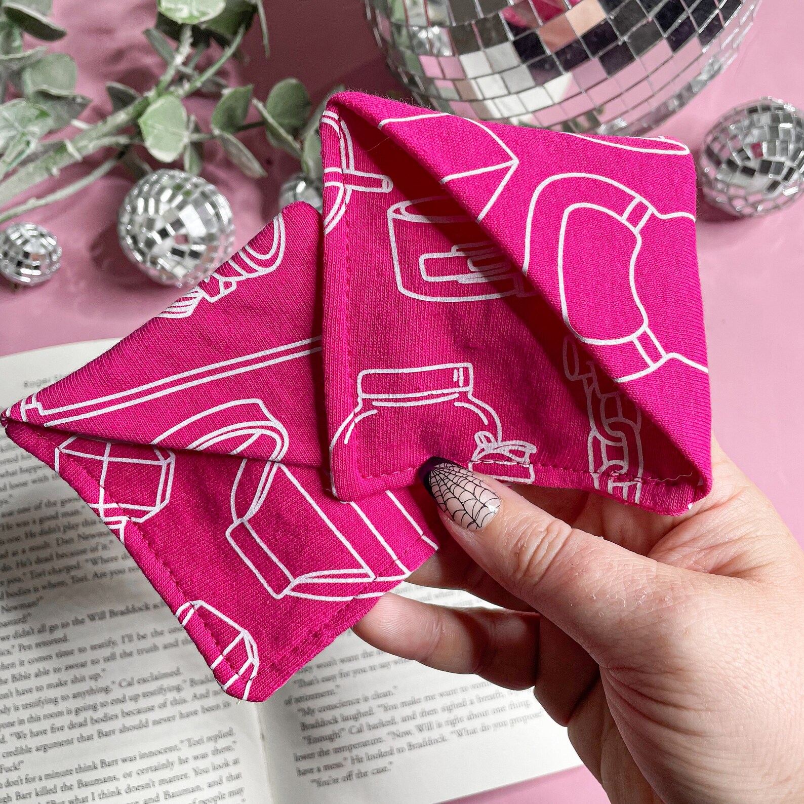Pink Gym Doodles Fabric Corner Bookmark: Book Lover Gift - Etsy