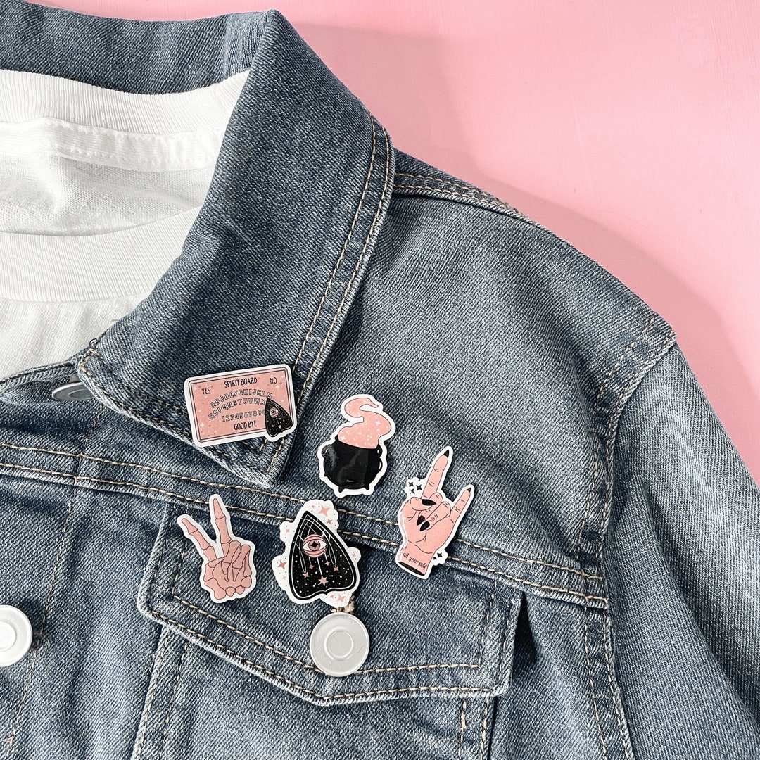 Pink Witchy Handmade Pin, Lapel Pin, Oujia Tie Pin, Bag Pins, Jean ...