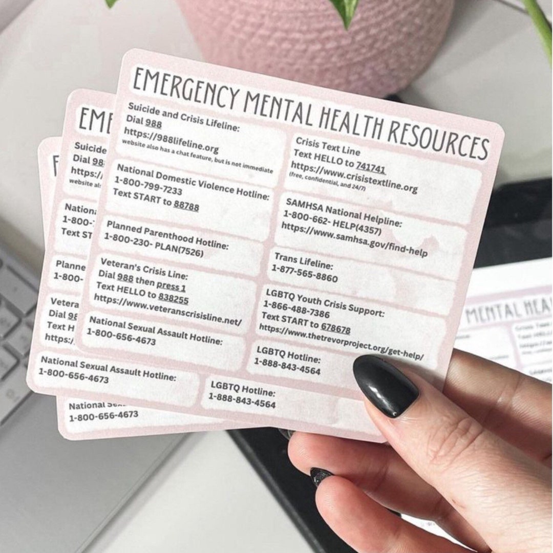 Mental Health Resource Card Laminated, Mental Health Matter, Mental Health Advocate - Etsy