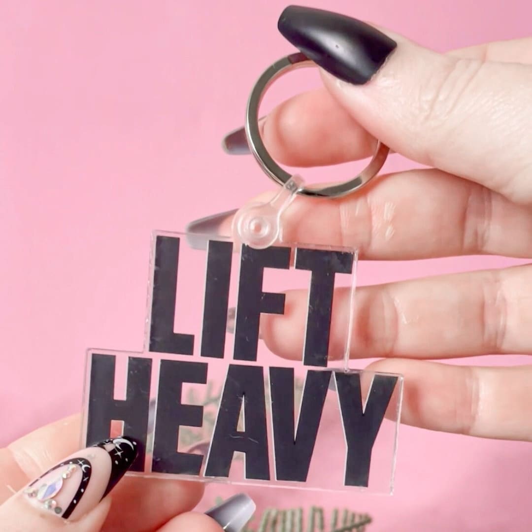 Lift Heavy Acrylic Keychain, Girls Who Powerlift, Gym Bag Keychain ...
