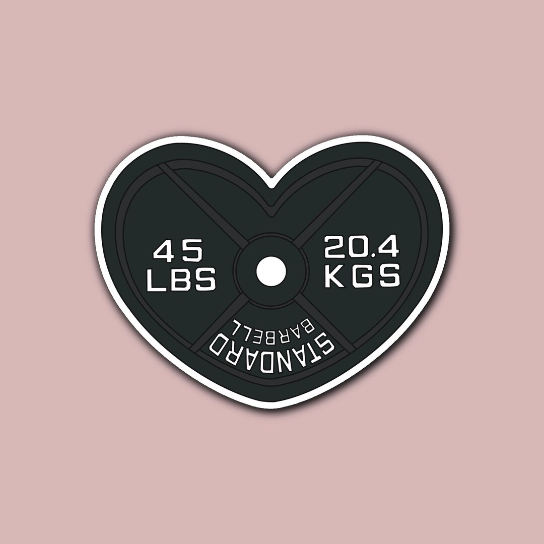 Heart Shaped 45lb Plate Sticker, Powerlifting Sticker, Weightlifting ...