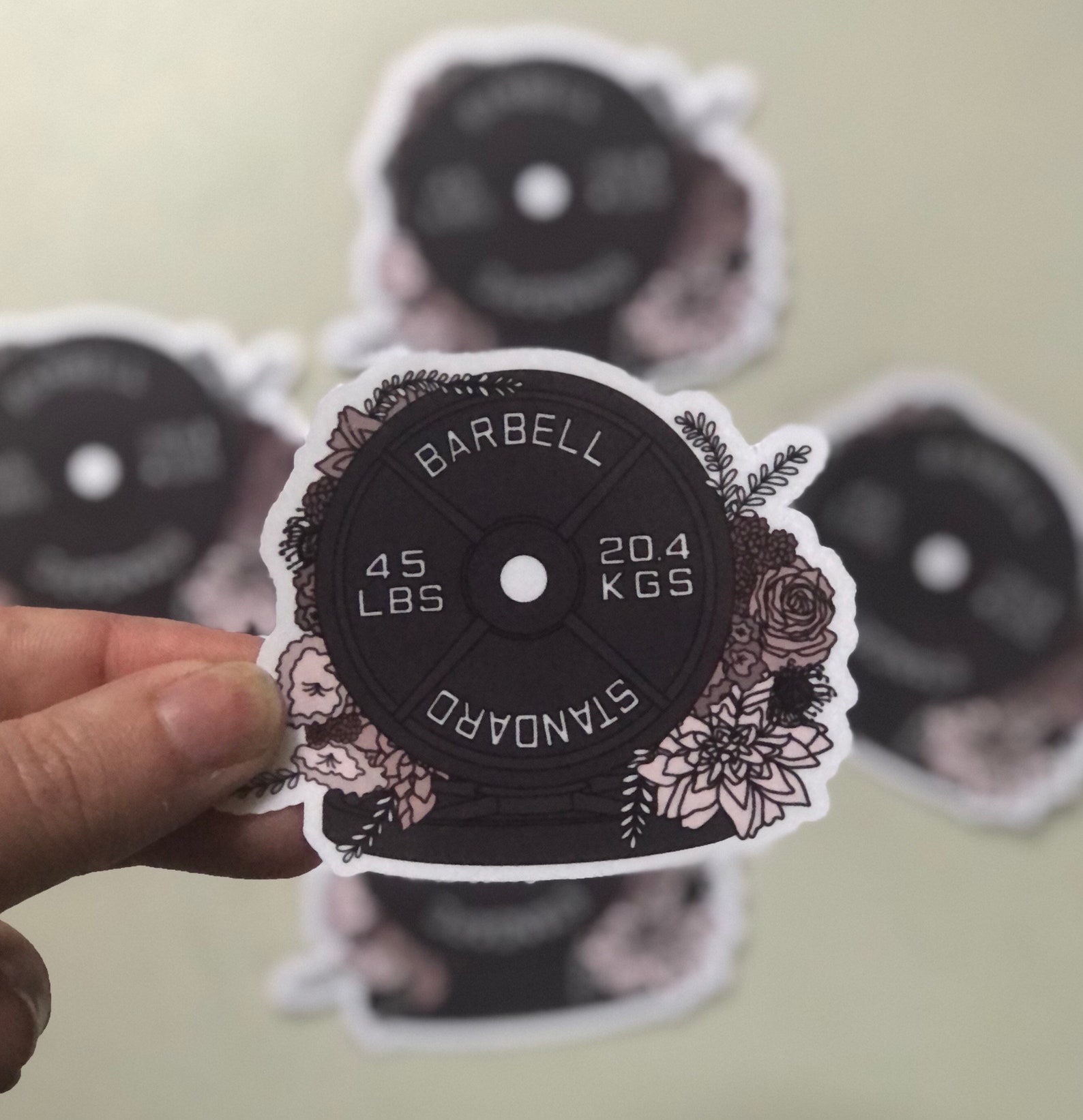 45lb Plate Stack With Flowers Sticker, Powerlifting Sticker ...