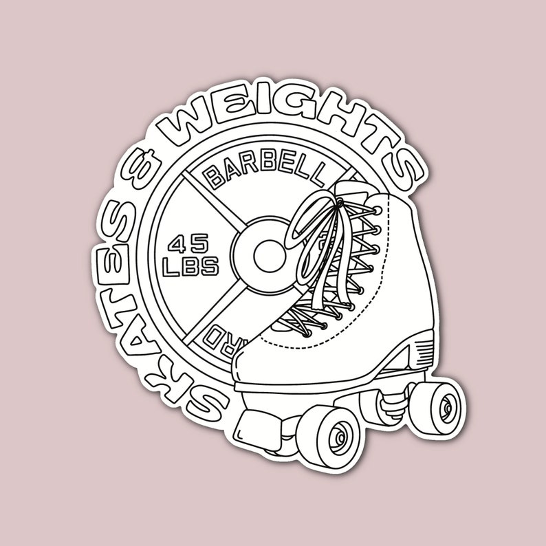 Skates & Weights Sticker, Powerlifting Sticker, Weightlifting Sticker ...