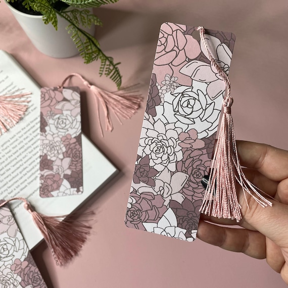 Pink Succulents Bookmark Book Lover Gift Minimalist Bookmark - Etsy