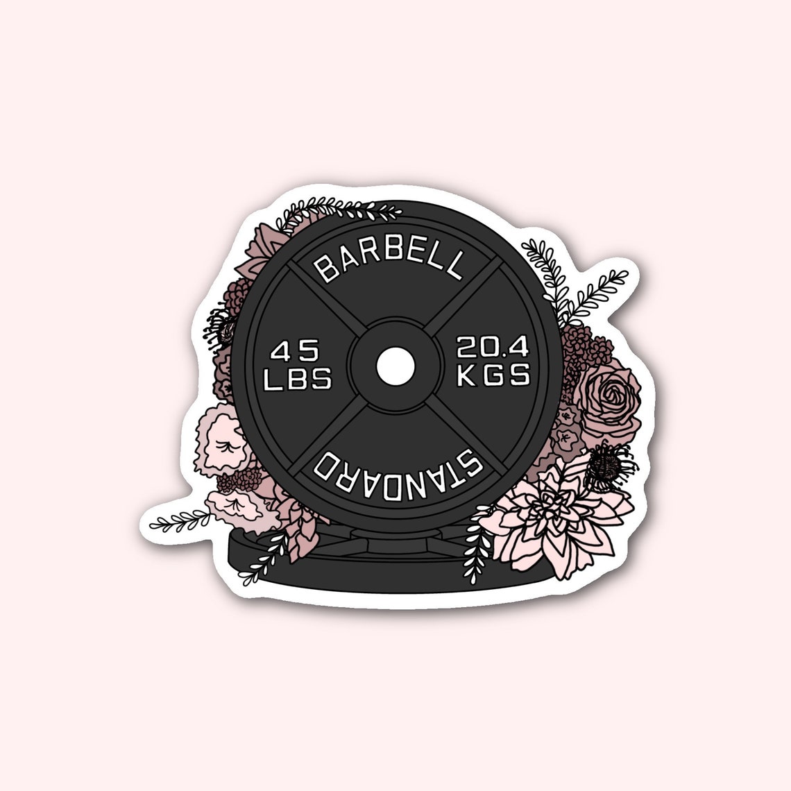 45lb Plate Stack With Flowers Sticker, Powerlifting Sticker ...