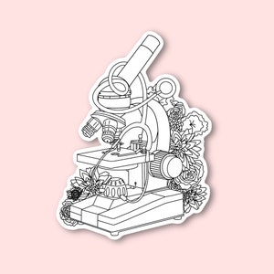 Microscope & Stethoscope With Flowers Sticker, Science Sticker, STEM ...