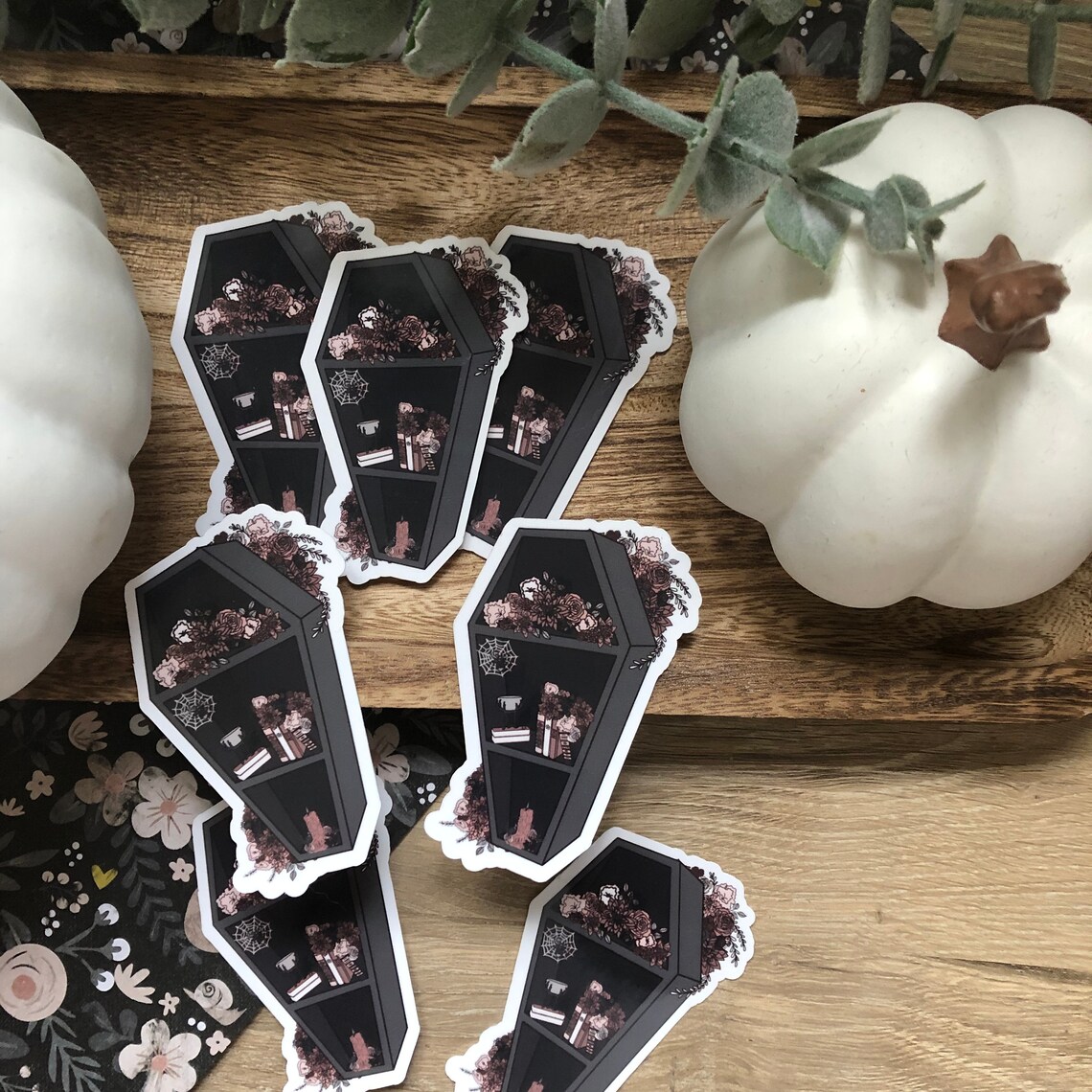 Coffin Bookshelf Sticker Halloween Stickers Fall Sticker - Etsy