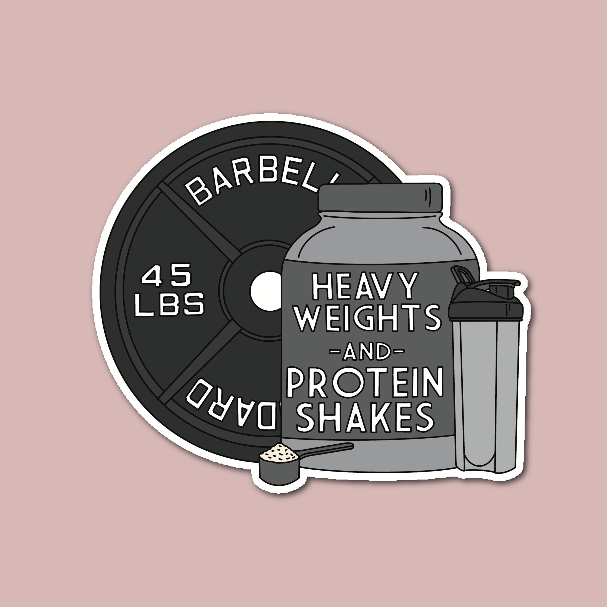 Heavy Weights and Protein Shakes Powerlifting Sticker, Gym Sticker ...