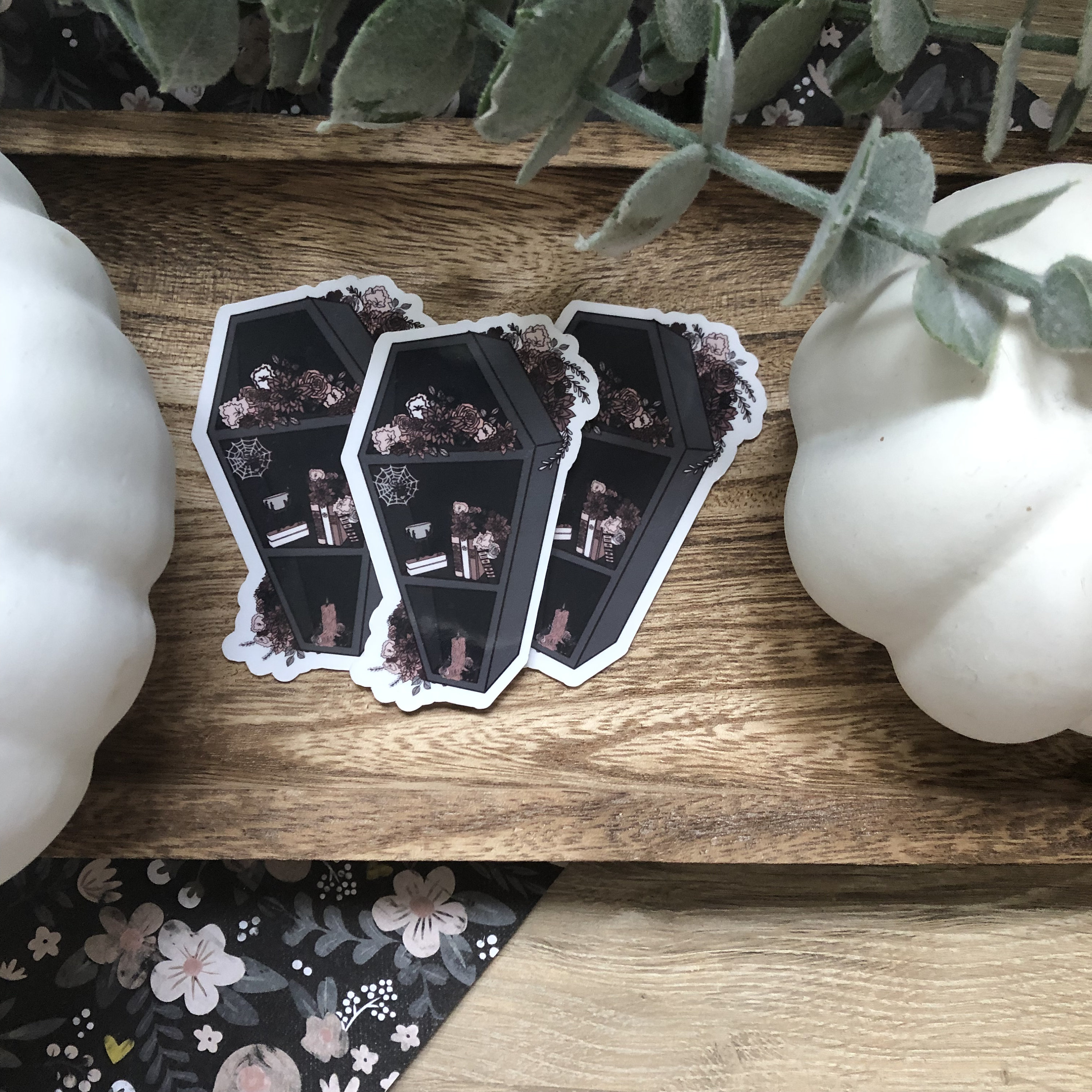 Coffin Bookshelf Sticker Halloween Stickers Fall Sticker - Etsy
