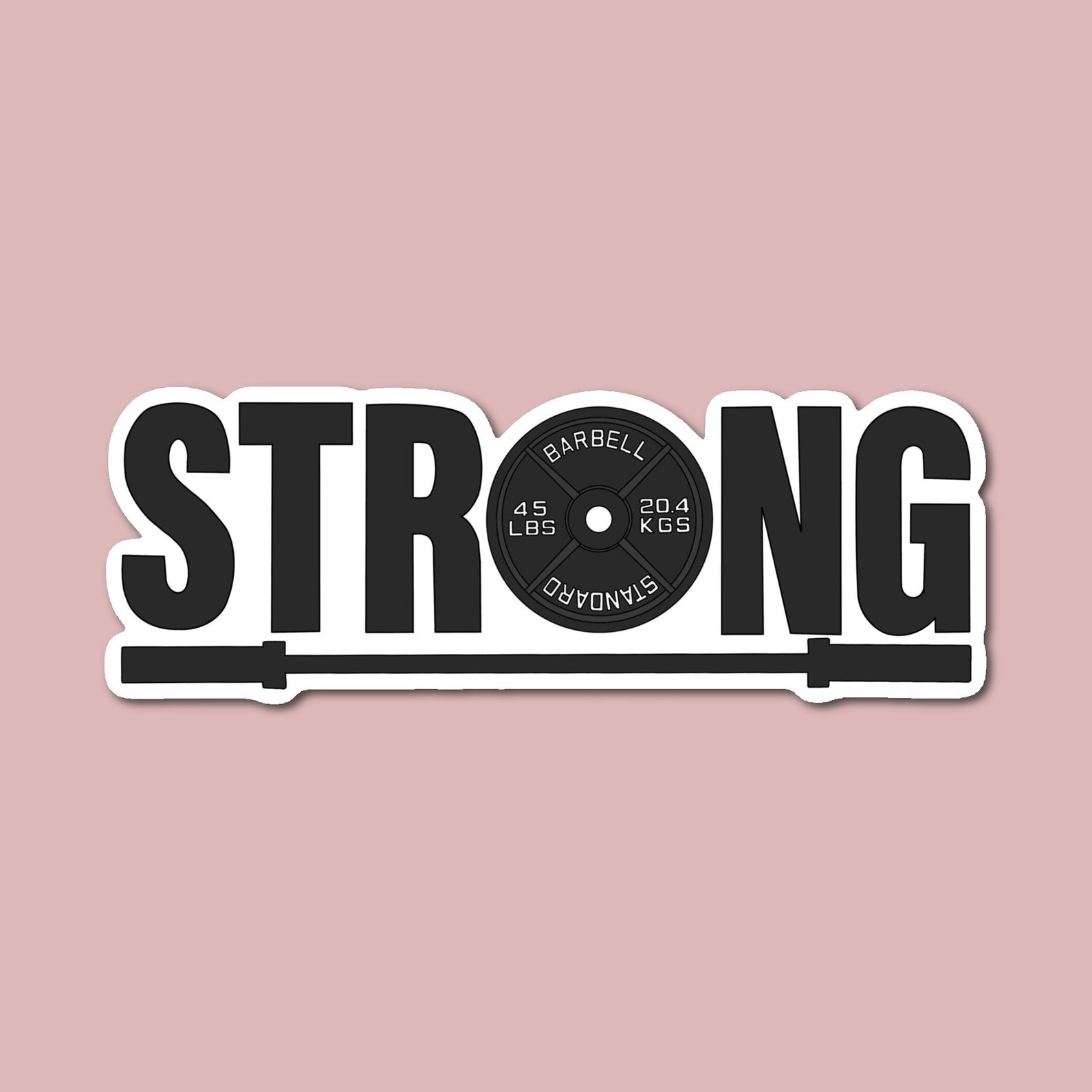 Strong With Barbell Sticker, Powerlifting Sticker, Weightlifting ...