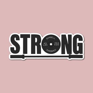 Strong With Barbell Sticker, Powerlifting Sticker, Weightlifting ...