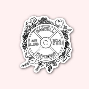 45lb Plate With Flowers Sticker, Powerlifting Sticker, Weightlifting ...