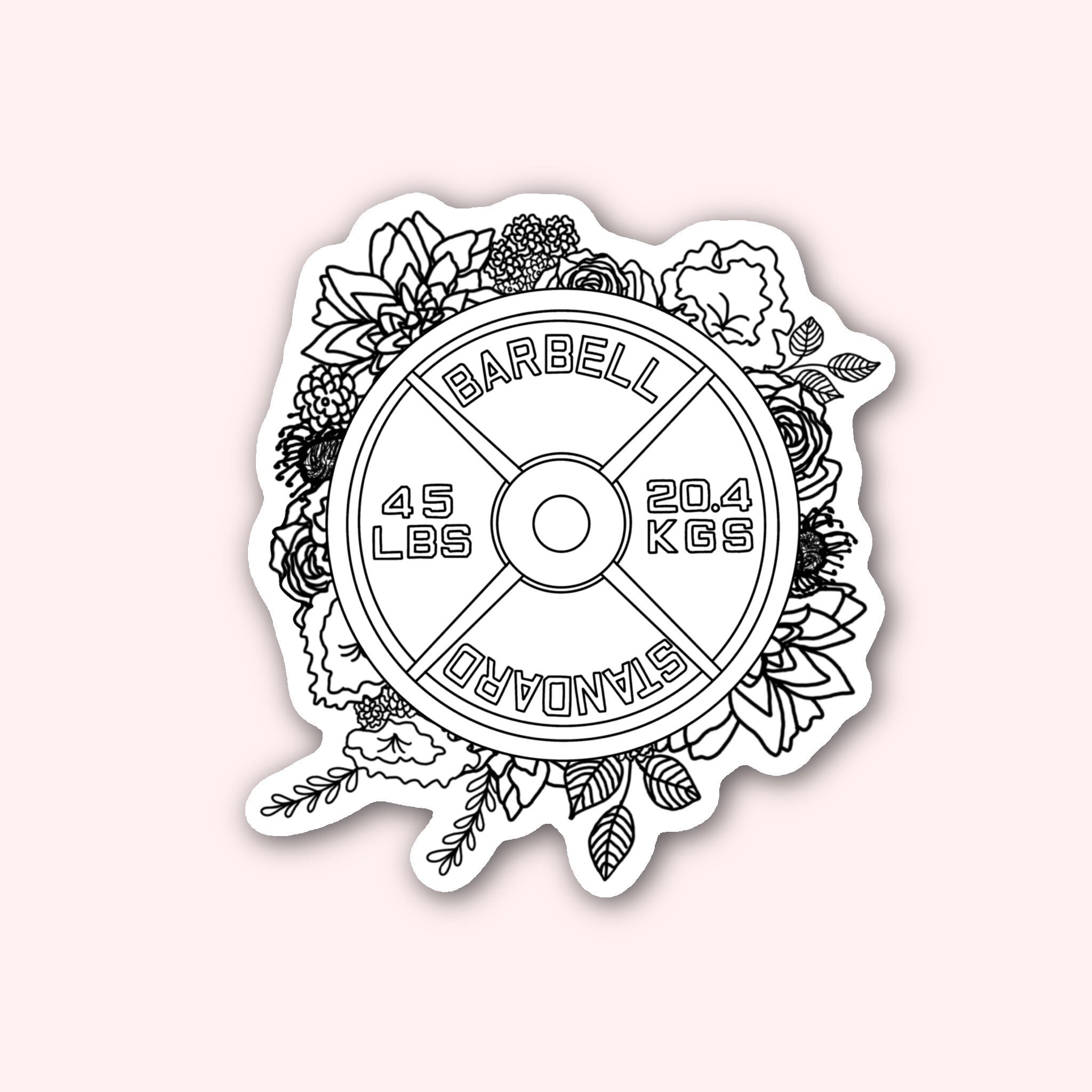 45lb Plate With Flowers Sticker, Powerlifting Sticker, Weightlifting ...